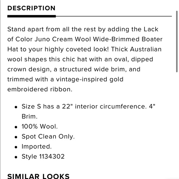 Lack Of Color | Accessories | Juno Cream Wool Widebrimmed Boater Hat ...